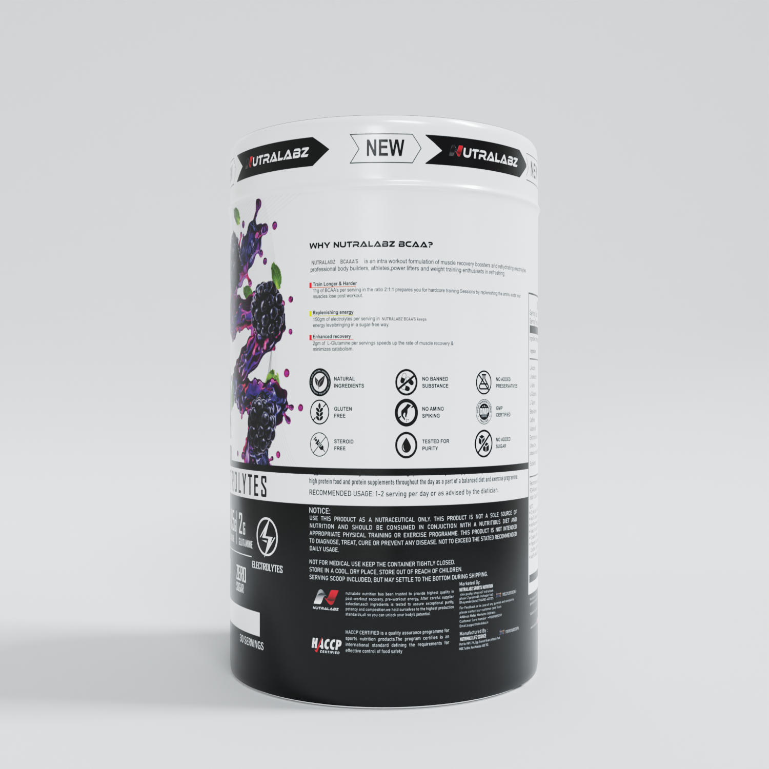 Nutralabz Platinum Bcaa - Black Berry With Mint Flavor